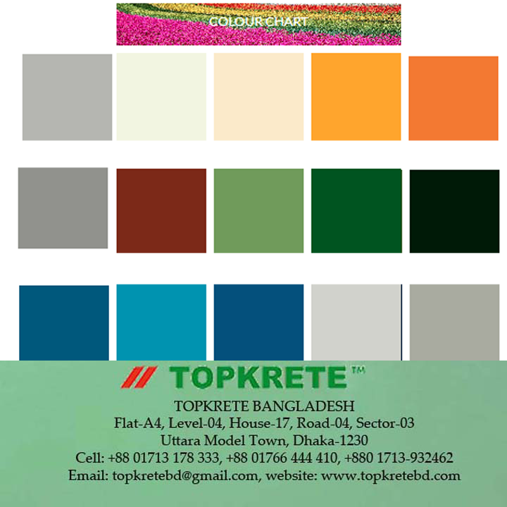 Color Chart - PU Flooring - Epoxy flooring - Topkrete Bangladesh